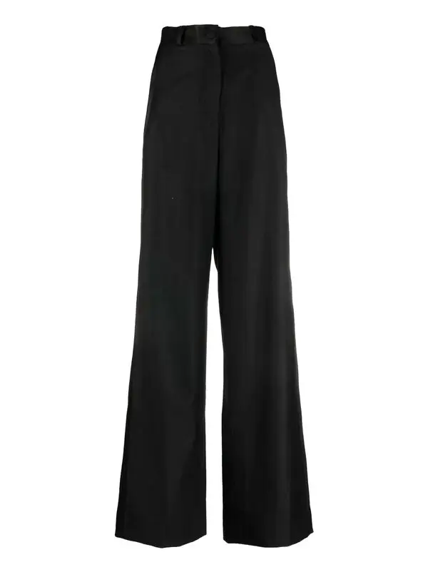 ALMAZ Wide-leg Wool Trousers - Black