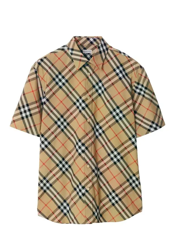 Burberry Checked Cotton Shirt - Neutrals