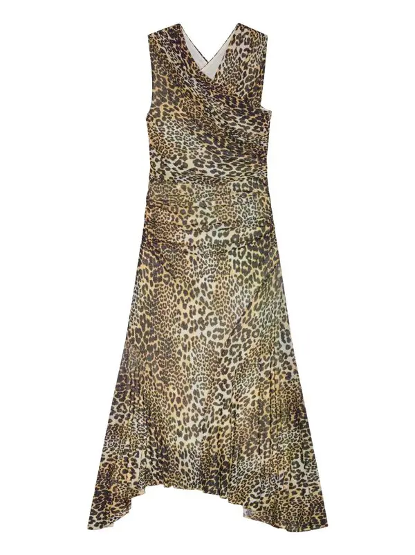 GANNI Leopard Print Sleeveless Maxi Dress - Brown