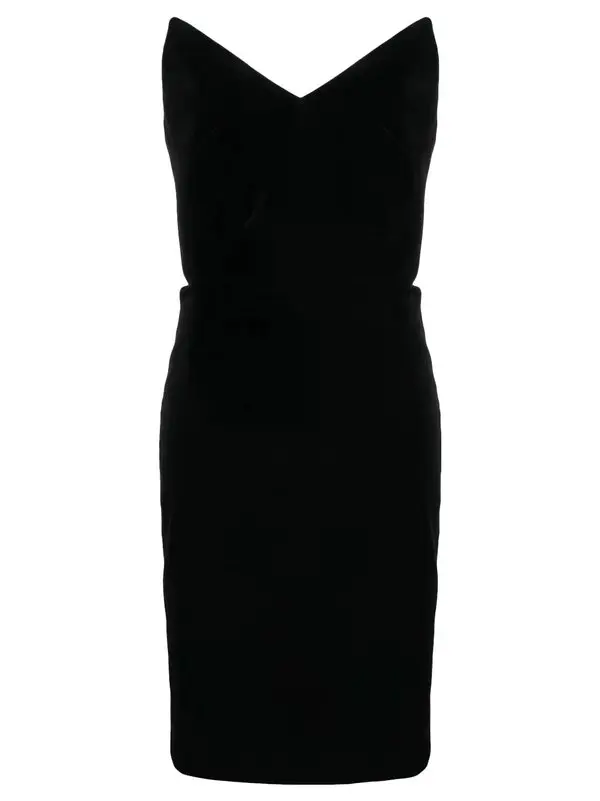 Loewe Bustier Velvet Strapless Dress - Black