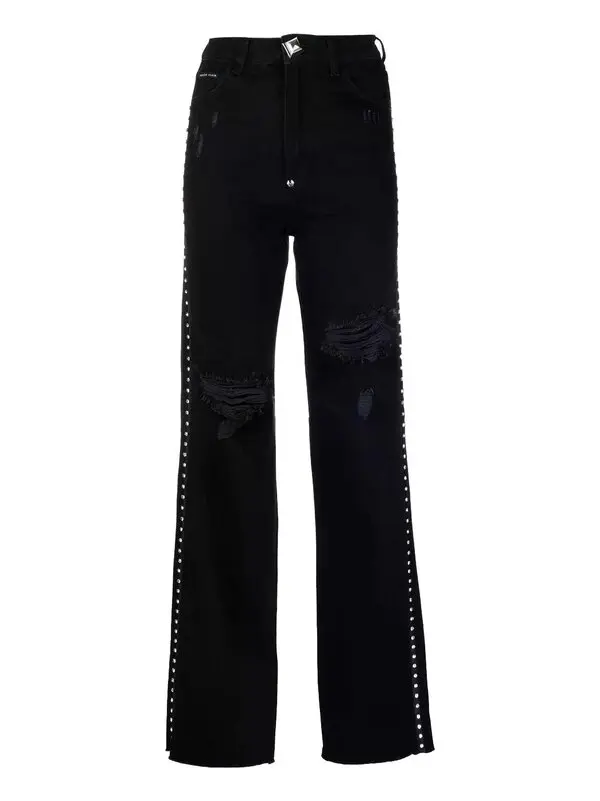 Philipp Plein Crystal-embellished Straight-leg Jeans - Black