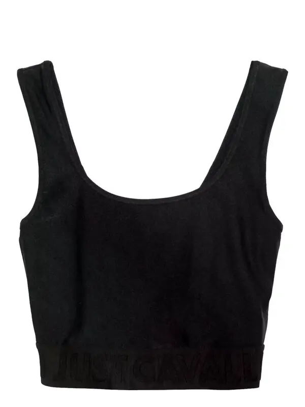 Just Cavalli Stretch-jersey Cropped Top - Black