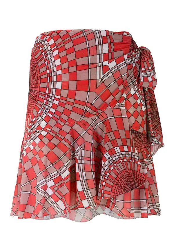 AMIR SLAMA Printed Wrap Skirt With Panels - Red