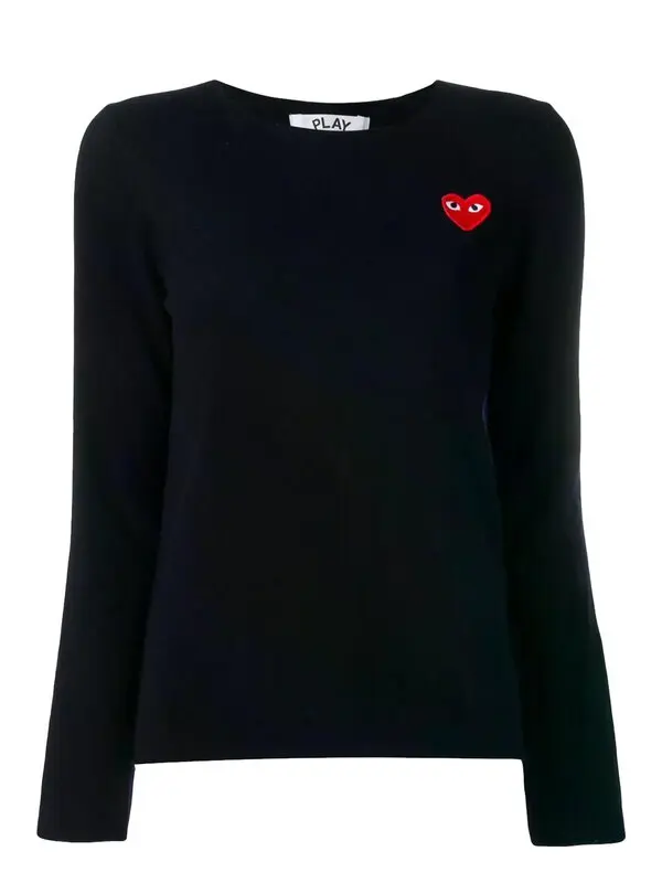 Play Comme Des Garcon Heart-appliqué Sweater - Blue