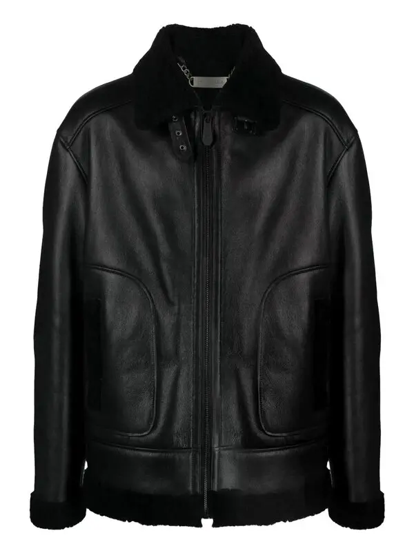 Philipp Plein Skull-print Shearling Leather Jacket - Black