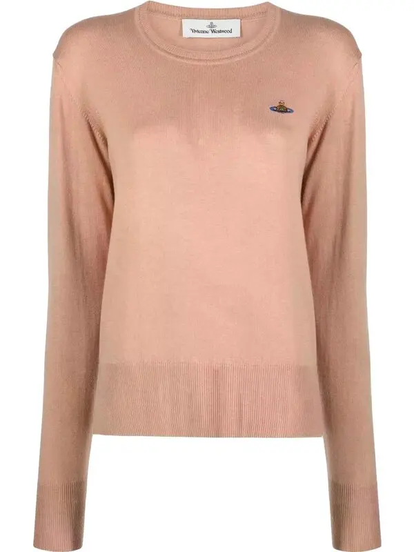 VIVIENNE WESTWOOD Orb-embroidered Crew-neck Jumper - Neutrals