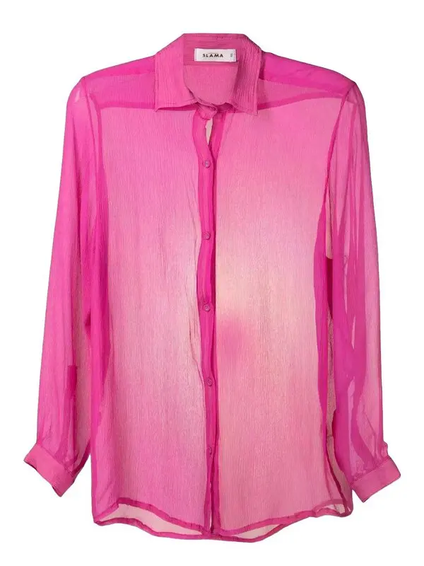 AMIR SLAMA Sheer Crinkled Silk Shirt - Pink