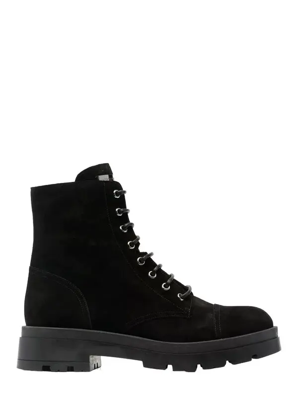 GIUSEPPE ZANOTTI Rombos Suede Combat Boots - Black