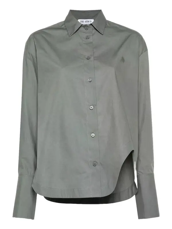 Attico Eliza Logo-embroidered Shirt - Grey