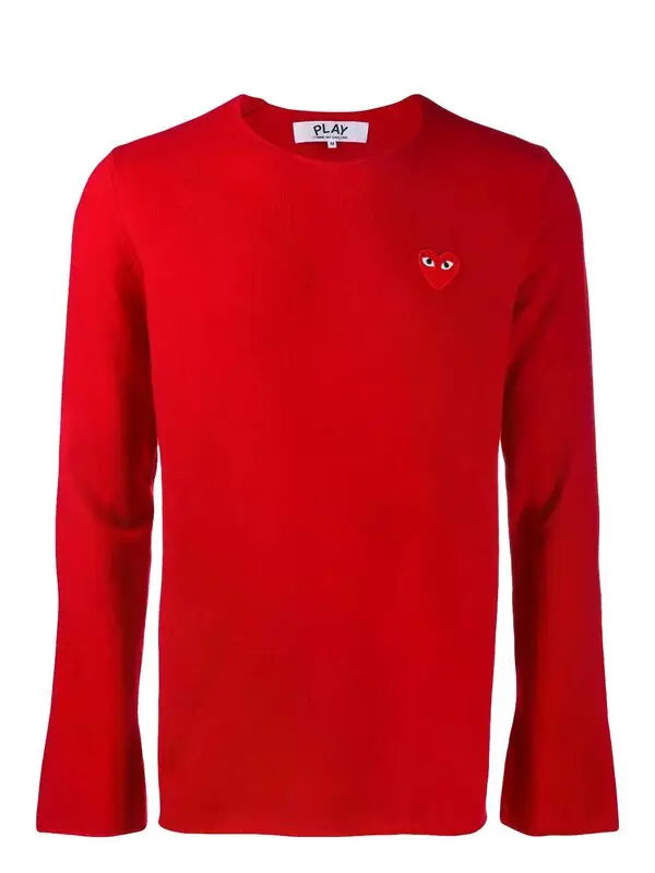 Play Comme Des Garcon Appliqué Heart Sweater - Red