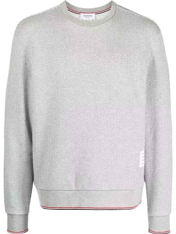 Thom Browne Herringbone Pattern Sweater - Grey