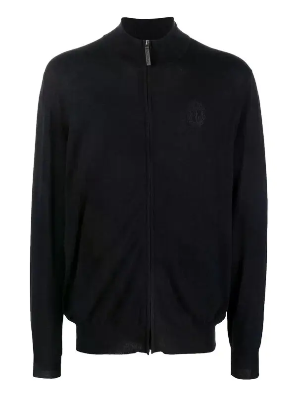 BILLIONAIRE Crest Cashmere-blend Zip-up Jumper - Blue