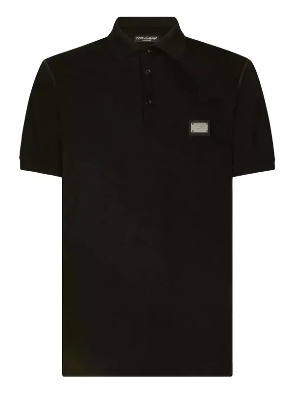 Dolce & Gabbana Logo-tag Piqué Polo Shirt - Black