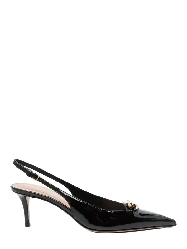 Valentino Garavani Vlogo Leather Slingback Pumps - Black