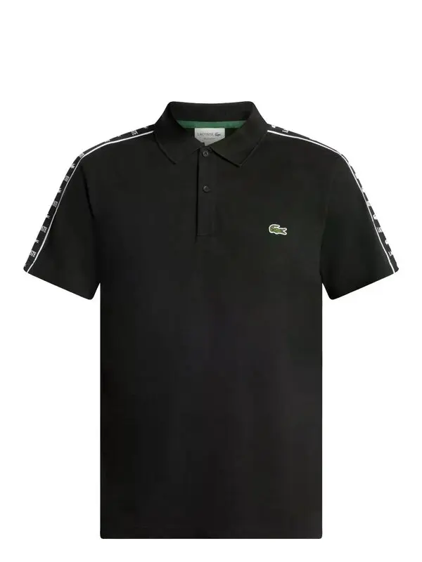 Lacoste Logo-embroidered Side-stripe Polo Shirt - Black