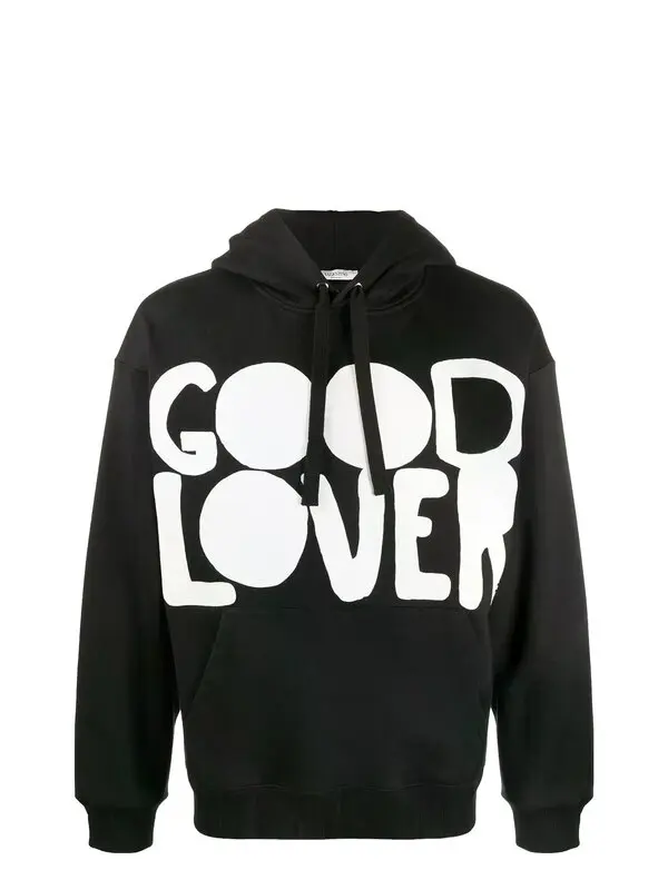 Valentino Garavani Lettering Print Hoodie - Black