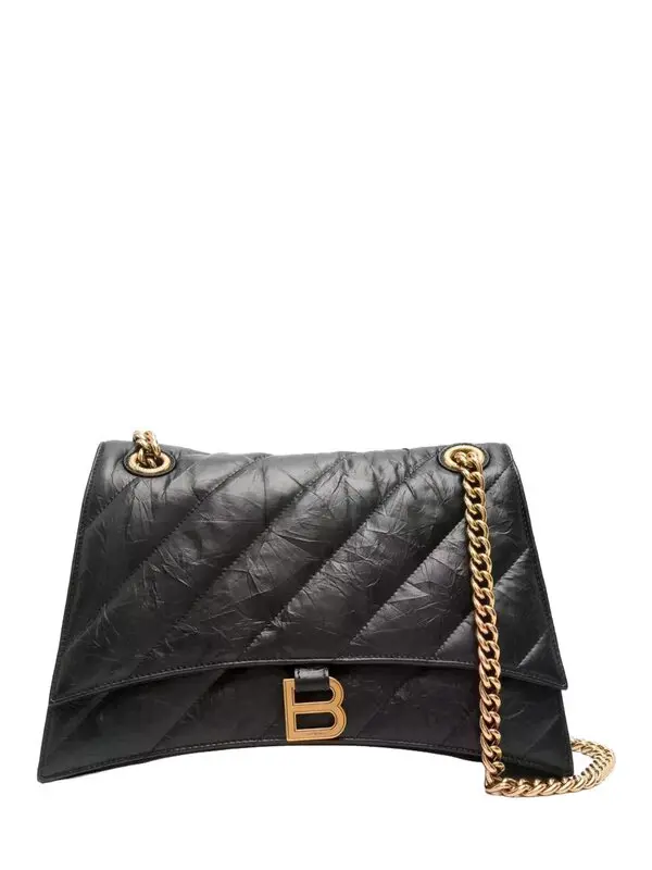 Balenciaga Crush Quilted Shoulder Bag - Black