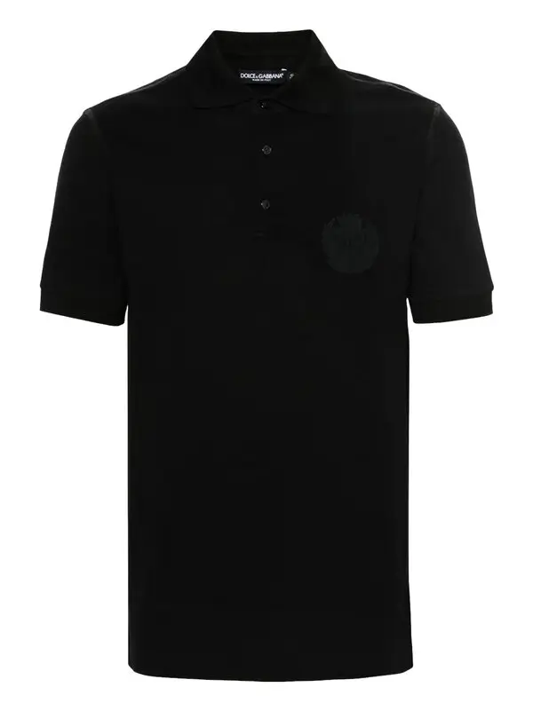Dolce & Gabbana Logo-embroidered Cotton Polo Shirt - Black