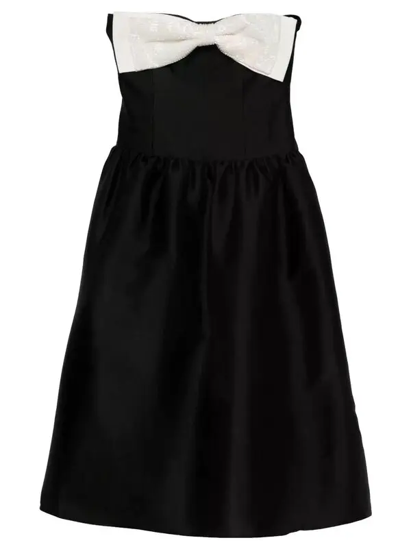 SELF-PORTRAIT Taffeta Contrast-bow Midi Dress - Black