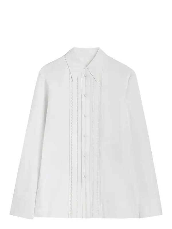 JIL SANDER Pleated Long Sleeve Shirt - White