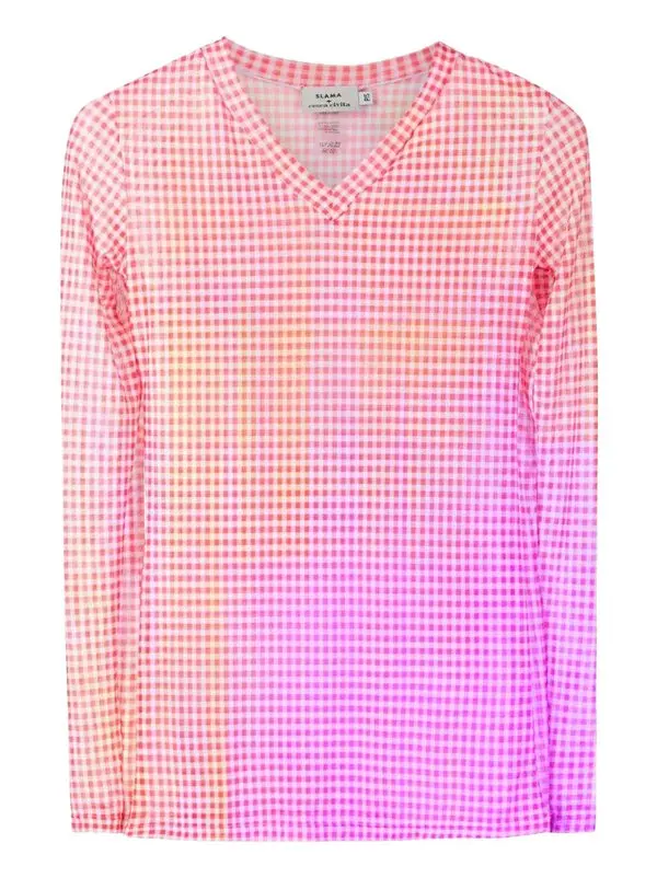 AMIR SLAMA Gingham-check Pattern Top - Red