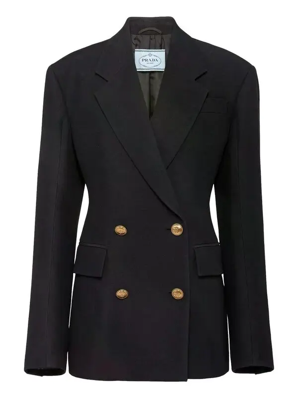 Prada Double-breasted Tricotine Jacket - Black