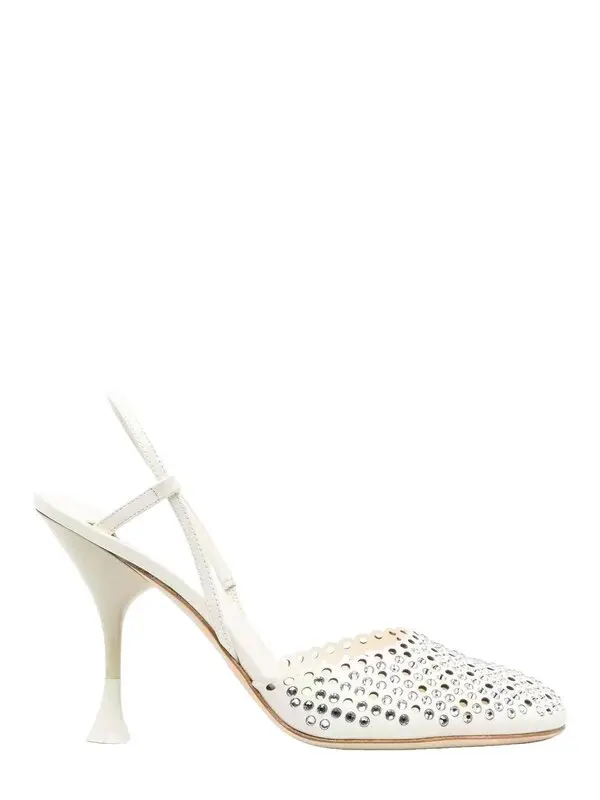 3JUIN 110mm Rhinestone Leather Pumps - Neutrals