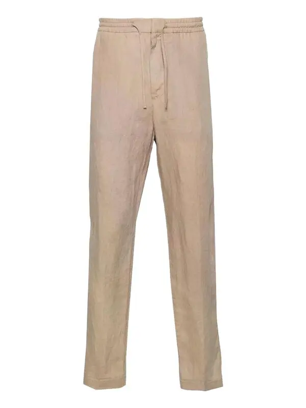 Canali Mid-rise Tapered Linen Trousers - Neutrals