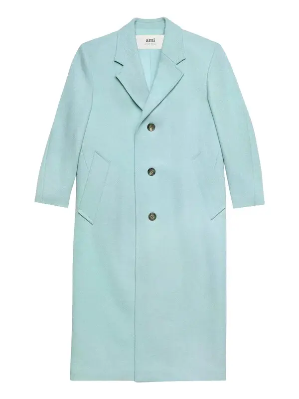 AMI Paris Single-breasted Wool-blend Coat - Blue