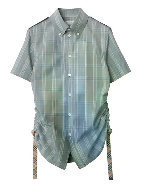 Burberry Checked Cotton Shirt - Blue