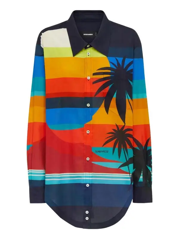 Dsquared2 Printed Cotton Shirt - Blue