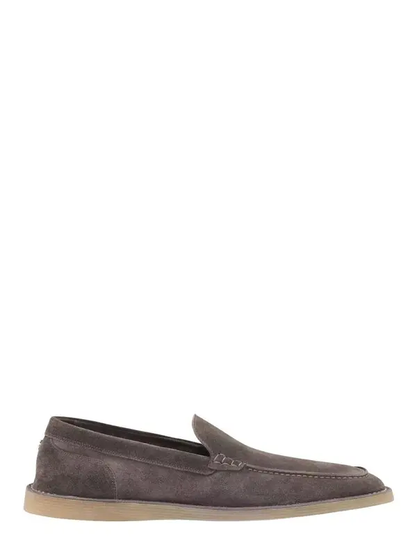 Dolce & Gabbana Dg-plaque Suede Loafers - Grey