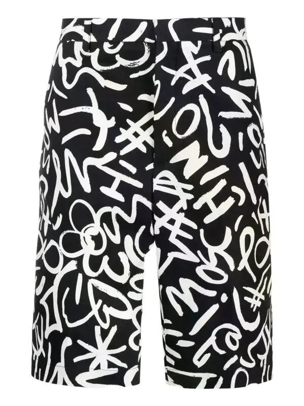 Moschino Monogram-print Chino Shorts - Black