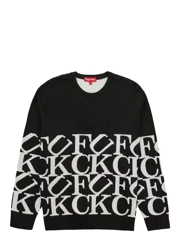 Supreme Patterned Jacquard Crewneck Sweater - Black