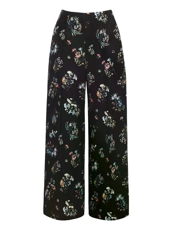 Adam Lippes Callen Floral Print Trousers - Black