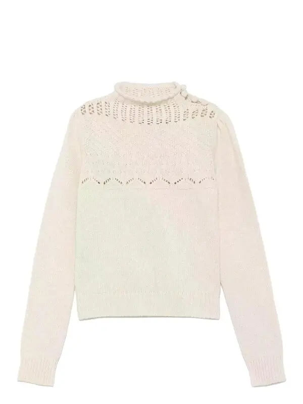 Valentino Garavani Wool Cashmere Mock Neck Sweater - Neutrals