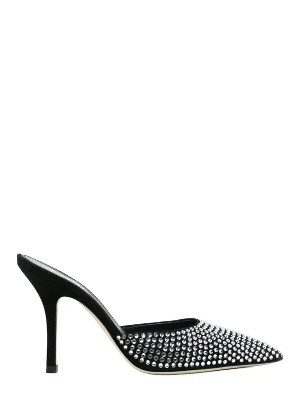 Paris Texas 100mm Hollywood Embellished Leather Mules - Black