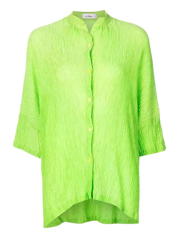 AMIR SLAMA Crinkled-finish Silk Shirt - Green