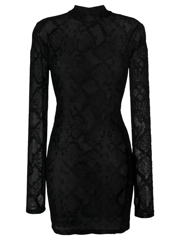 Philipp Plein Snakeskin-print Sheer Dress - Black