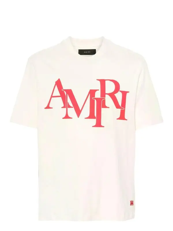 Amiri Logo-print Cotton T-shirt - Neutrals