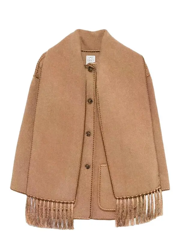 TOTEME Whipstitch-trim Scarf Jacket - Brown