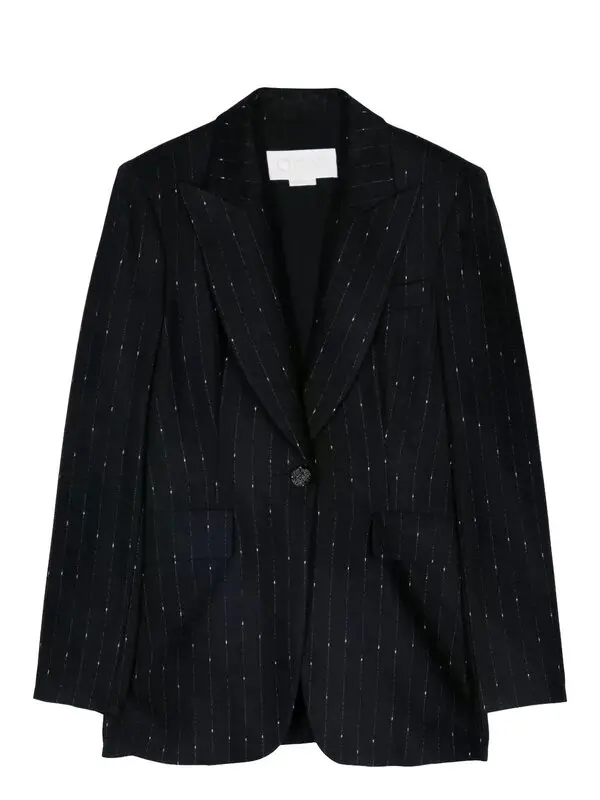 GENNY Pinstriped Virgin Wool-blend Blazer - Blue