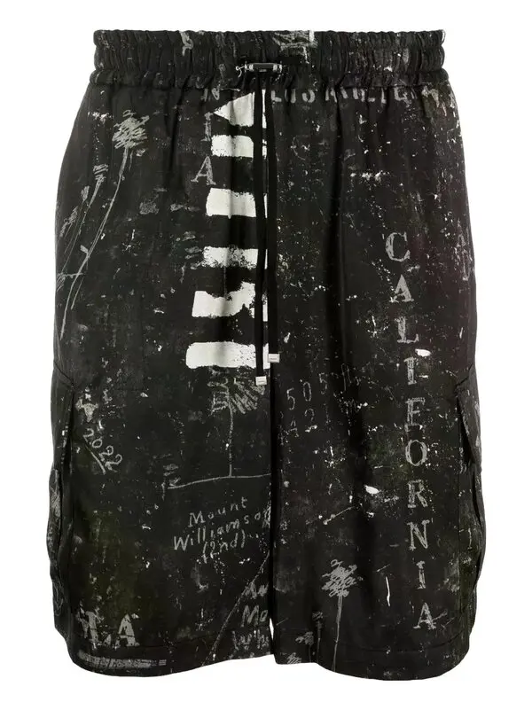 Amiri Abstract-print Bermuda Shorts - Black