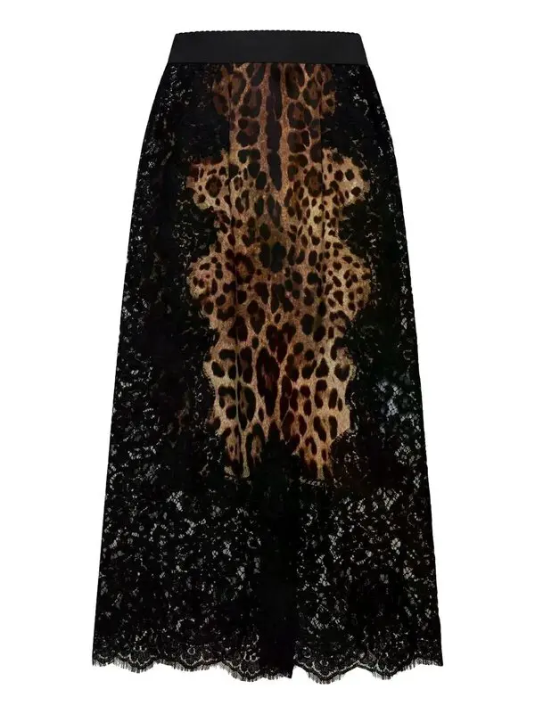 Dolce & Gabbana Leopard-print Satin Midi Skirt - Brown