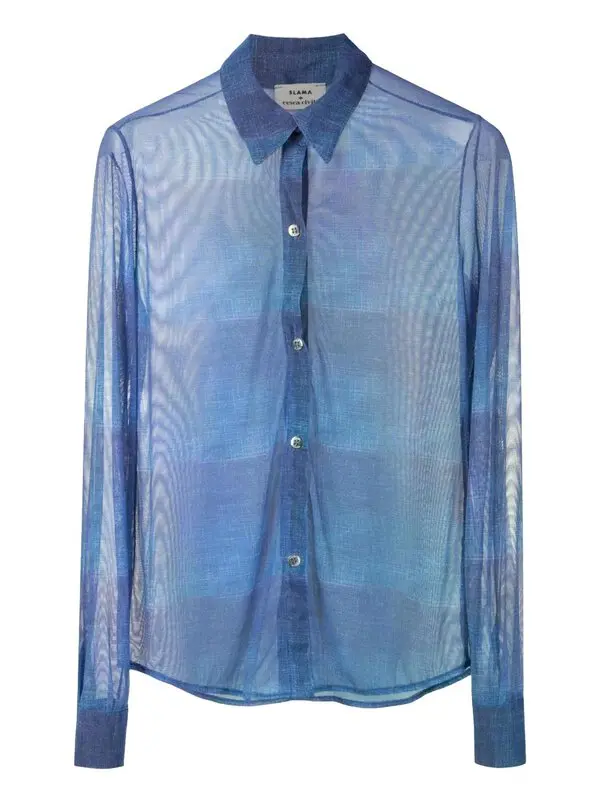 AMIR SLAMA Sheer-finish Long-sleeved Shirt - Blue
