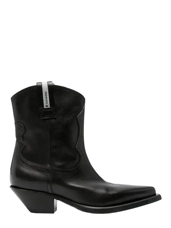 Premiata 50mm Leather Cowboy Boots - Black