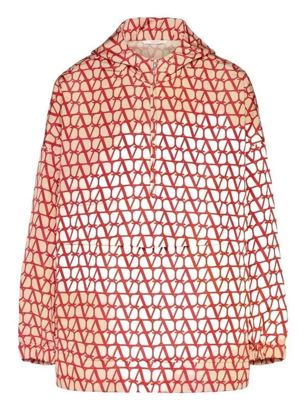 Valentino Garavani Toile Iconographe Zip Up Hoodie Jacket - Neutrals
