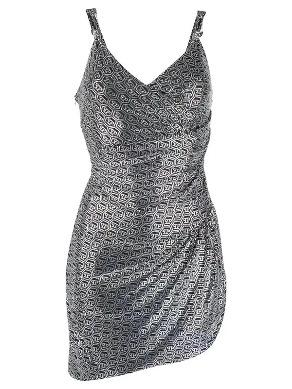 Philipp Plein Crystal-embellished Logo Mini Dress - Black