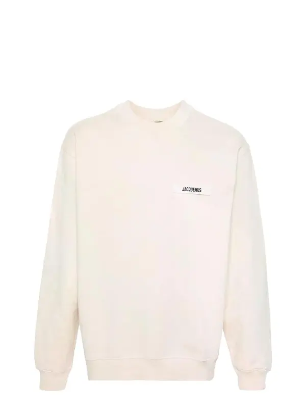 Jacquemus Le Sweatshirt Gros Grain Cotton Top - Neutrals