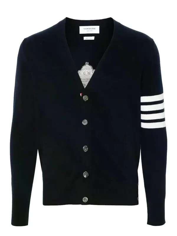 Thom Browne 4-bar Virgin-wool Cardigan - Blue